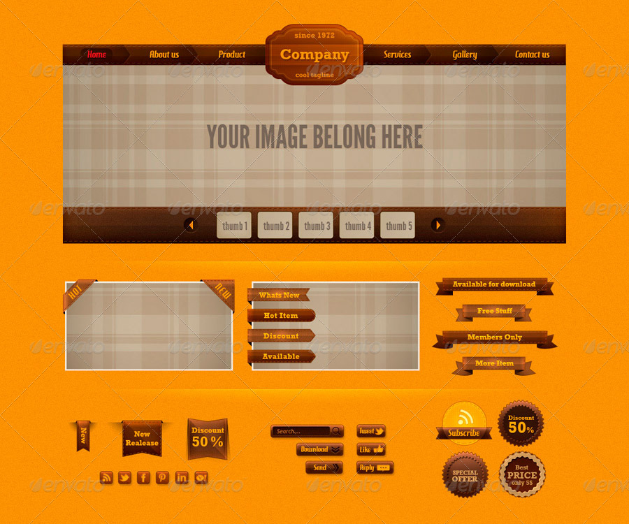 Retro Web Element, Web Elements | GraphicRiver